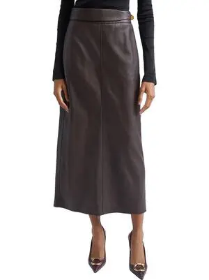 FERRAGAMO Leather Maxi Skirt - Expresso