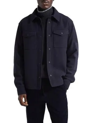 Moncler Logo Patch Shirt Jacket - Navy Blue