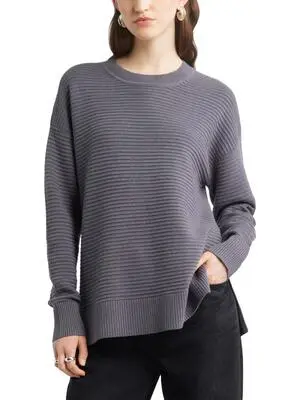 Nordstrom Cotton And Cashmere Ottoman Sweater Grey Agate
