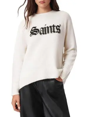 ALLSAINTS Saints & Sinners Crewneck Sweater - Chalk White/black