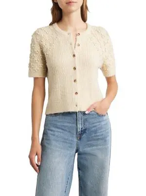 Rag & Bone Sierra Pom Short Sleeve Cardigan - Ivory