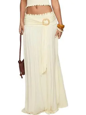 Princess Polly Orbit Smocked Waist Maxi Skirt - Cream