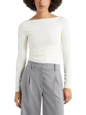 OPEN EDIT Ruched Side Top - White Whisper