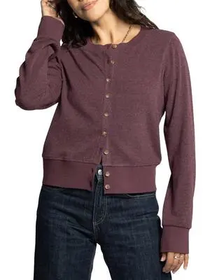 THREAD & SUPPLY Monica Cropped Cardigan Heather Wine