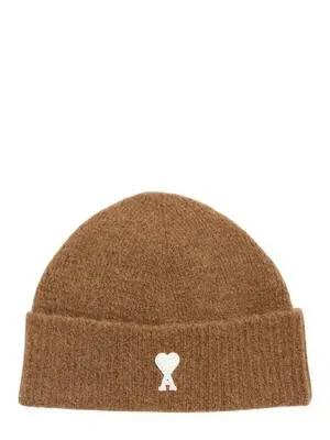 Ami AMI PARIS Ami De Coeur Mohair Beanie Hazelnut/ecru