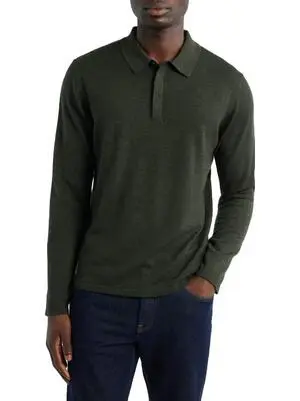 Robert Barakett Thomas Merino Wool Long Sleeve Polo - Olive
