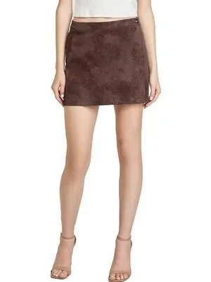 WAYF Freya Faux Suede Mini Skirt - Espresso