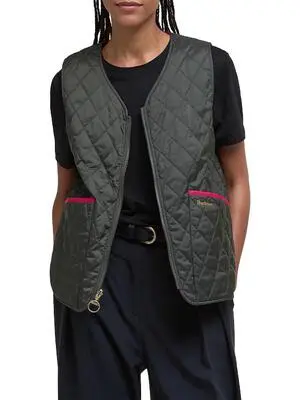 Barbour Reversible Quilted Vest - Sage/zeni Pink