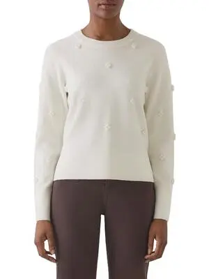 LK BENNETT Buttercup Beaded Sweater - Ivory