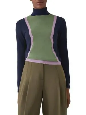 LK BENNETT Natalia Merino Wool Blend Sweater - Navy Multi