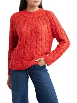 HATLEY Dylan Cable Stitch Sweater - Ruby Red