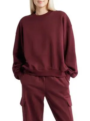 Bp. Relaxed Cotton Blend Sweatshirt Burgundy Tannin
