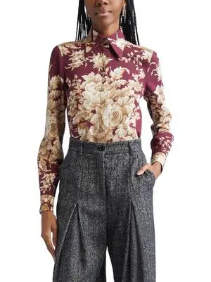 Dolce & Gabbana Floral Stretch Silk Button-up Shirt - Hr4ox Rose Cretonne F.bdx