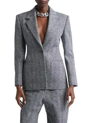 Givenchy Single-breasted Herringbone Blazer - Black/white