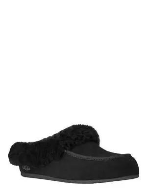 UGG Ansley Genuine Shearling Trim Suede Mule - Black