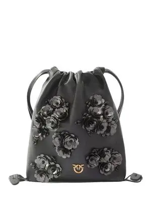 Pinko Sequin-embellished Drawstring Shoulder Bag - Black