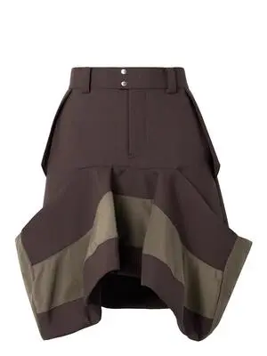 Sacai Draped Paneled Skirt - Brown