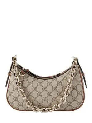 Gucci Gg Emblem Leather-trimmed Shoulder Bag - Neutrals