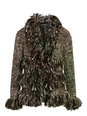 Giambattista Valli Bouclé Fringe Jacket - Brown