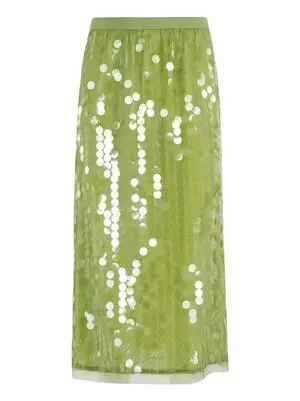 SEMICOUTURE Sequined Skirt Olive