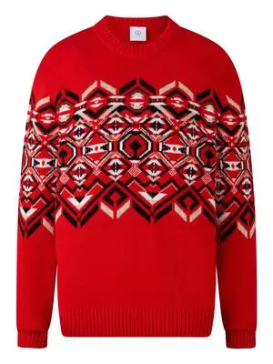 Bogner Patterned Virgin Wool Blend Pullover - Red/black
