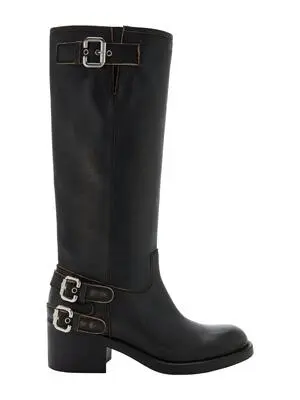 Chloé Dakota Leather Knee High Boots - Black