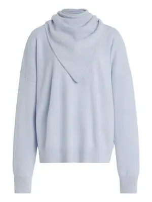 ST. AGNI Cashmere Scarf Neck Sweater - Blue