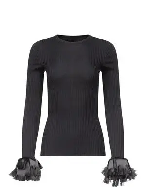 FFORME Nova Ribbon-fringed Wool Sweater - Black