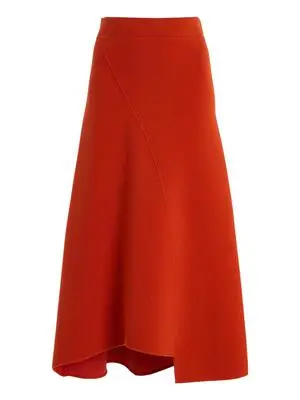 ASHLYN Felix Spliced Merino Wool Midi Skirt - Orange