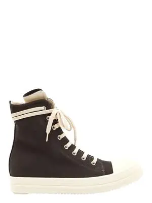 Rick Owens Cotton Denim High-top Sneakers - Black