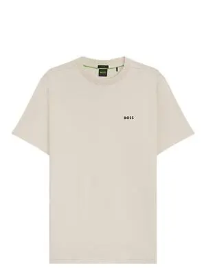 BOSS Brand-emed Short-sleeved Stretch-cotton T-shirt - Open White