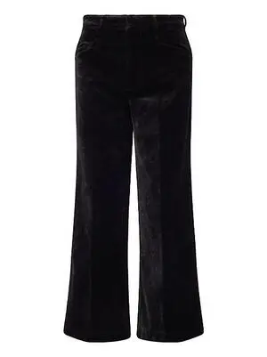 Paige Wide-leg Stretch-cotton Blend Trousers - Black Overdye