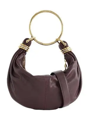 Chloé Mini Leather Hobo Bag - Grenat