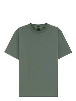 BOSS Brand-emed Short-sleeved Stretch-cotton T-shirt - Open Green