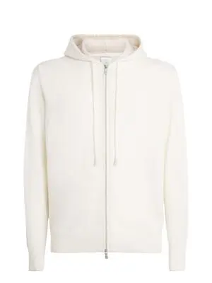 Eleventy Cashmere Zip-up Hoodie - White