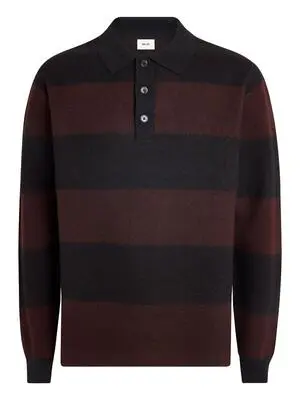 Nn07 Wool Stripe Rugby Polo Sweater - Black