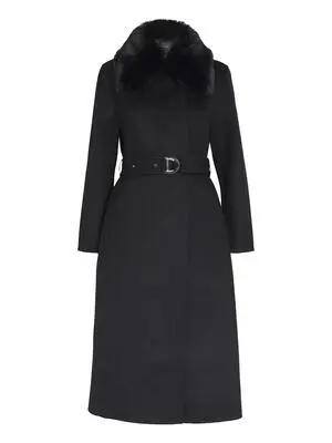 Maje Faux Fur-collar Wrap Coat - Black