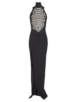 Balmain Crystal-embellished Slit Maxi Dress - Black