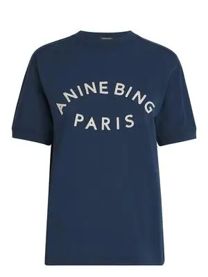 ANINE BING Cotton Monogram T-shirt - Blue