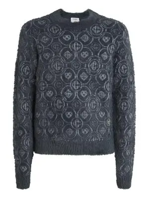 Casablanca Wool-Blend Monogram Sweater Grey