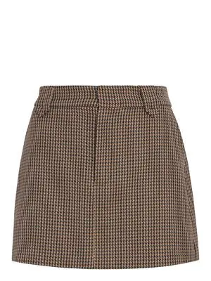 Paige Houndstooth Bobbi Mini Skirt - Brown