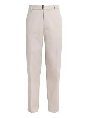 Emporio Armani Cotton-silk Belted Trousers - Brown
