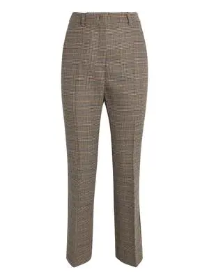 Max Mara Wool Check Flared Trousers - Brown