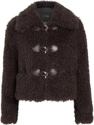 Maje Faux Shearling Bomber Jacket - Brown