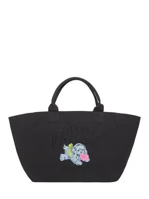 GANNI Recycled Cotton Shopper Tote Bag - Black