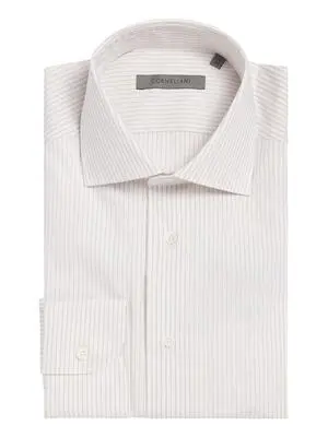 Corneliani Cotton Stripe Long-sleeve Shirt - Beige