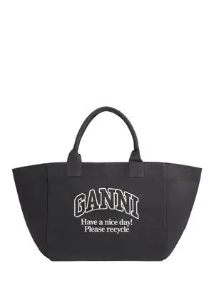 GANNI Xxl Recycled Cotton Tote Bag - Black