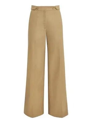 Sandro Cotton Wide-leg Trousers - Beige