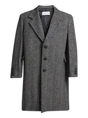 Givenchy Donegal Herringbone Overcoat - Black White