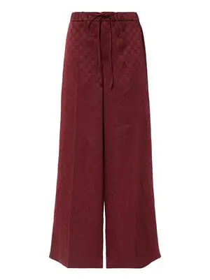Gucci Satin-jacquard Wide-leg Pants - Red